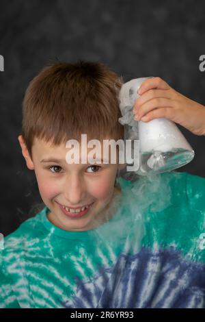 Liquid nitrogen experiment for kids Stock Photo - Alamy