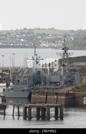 Offshore patrol vessels at the Irish Naval Service base, Haulbowline ...