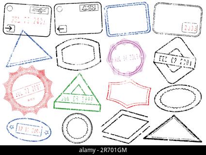 Vector set of different stamps. All objects and details are isolated ...