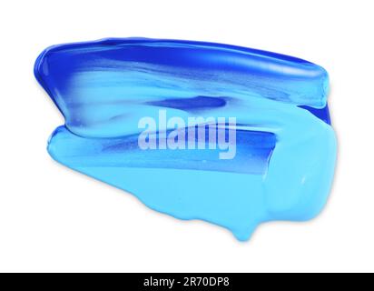 Light blue and purple paint samples on white background, top view Stock ...