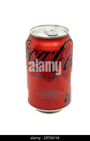 Vertical image of the side of a can of coca-cola zero version of Spain ...
