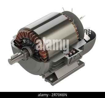 Stator for electric motor, section view 3D rendering Stock Photo - Alamy
