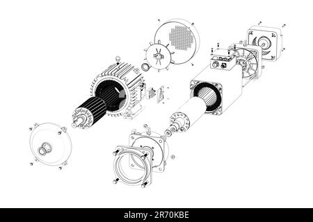 Spindle drive electric motor section view Stock Photo - Alamy