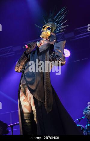 Grace Jones performing at the Cambridge Club Festival, 2023, Childerley ...