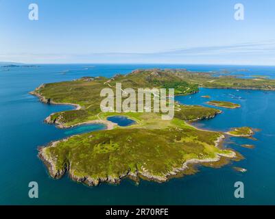 Aerial view of Tanera More island (Tanera Mor) in The Summer Isles ...