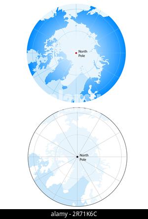 North pole global map with country flags, vector illustration Stock ...