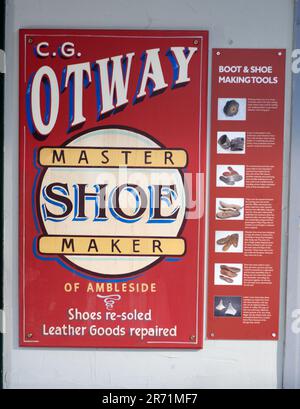 Handmade shoes for sale sign from the 1930's Stock Photo - Alamy