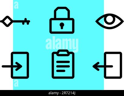 Password, login, signin, logout icons. Icons are aligned to pixel grid ...