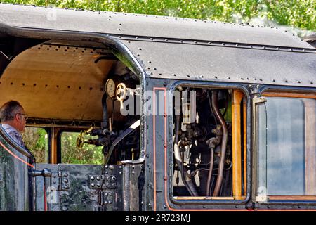 Early steam locomotive cab Stock Photo - Alamy