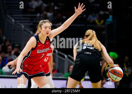 Washington Mystics guard Li Meng (3) poses for a photograph during an ...