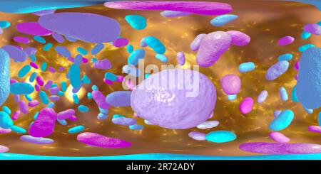 Porphyromonas gingivalis oral bacterium, 360 degree panorama view ...