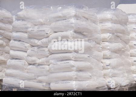 sea salt in big bags packed and ready for shipping world wide. rock ...