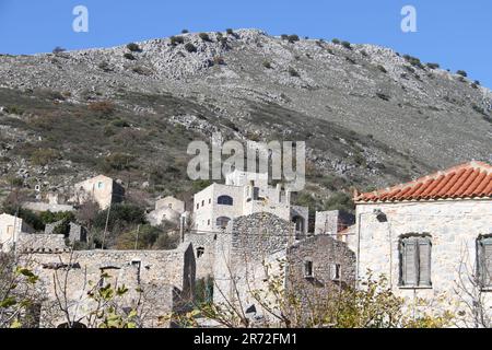 Town of Pyrichos in Mani, Greece Stock Photo - Alamy
