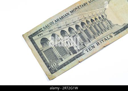 reverse side of 10 SAR Saudi Arabia riyals cash money currency banknote ...