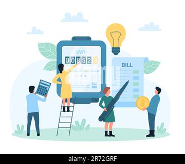 Electricity bill payment and inspection vector illustration. Cartoon ...
