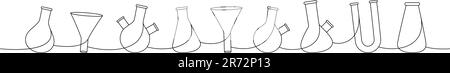 Filter funnel one line continuous drawing. Laboratory glass equipment ...