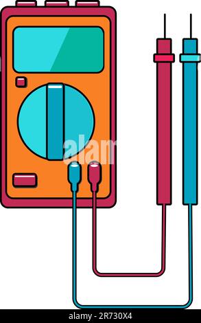 A small red blue electricity meter, tester, digital multimeter, for ...