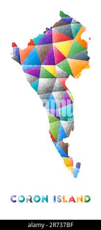 Map of Coron Island. Low poly illustration of the island. Geometric ...