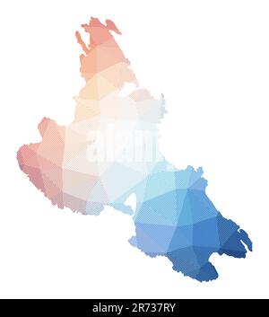Map of Krk. Low poly illustration of the island. Purple geometric ...