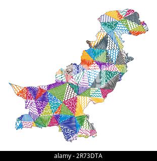 Pakistan map hand drawn sketch. Vector concept illustration flag ...