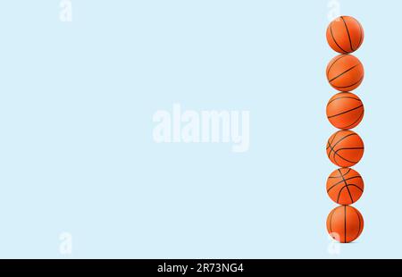 Stack of basketball balls on light blue background Stock Photo - Alamy