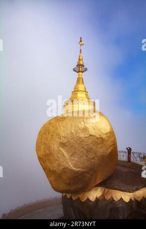 Myanmar, Mon State, Kyaiktiyo Pagoda (Golden Rock Pagoda) pilgrims ...