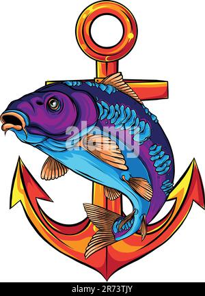 colored draw of Carp Fish Vector Illustration design Stock Vector Image ...