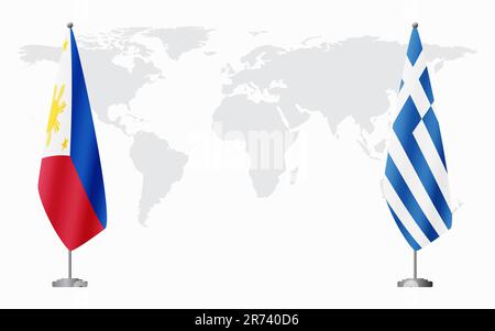 Greece and Philippines flags for official meeting against background of ...