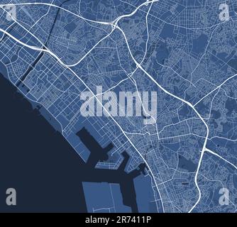 Chiba map. Detailed map of Chiba city administrative area. Cityscape ...