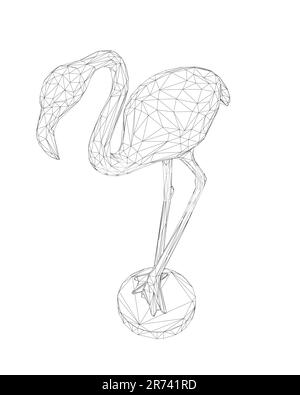 Wireframe flamingo vector illustration isolated on white background ...