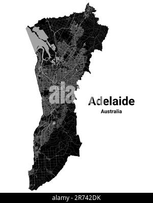 Detailed map of Adelaide city administrative area. Royalty free vector ...