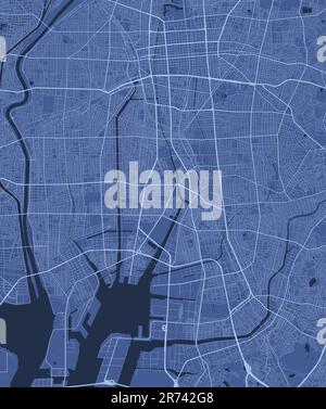 Nagoya map. Detailed map of Nagoya city administrative area. Cityscape ...