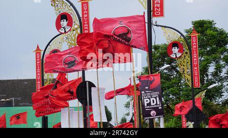 PDI Perjuangan flag with a sky background Stock Photo - Alamy