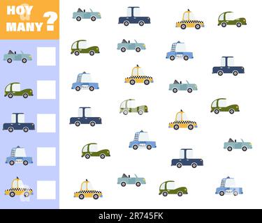 How many cars game. Transportation math addition activity for preschool ...