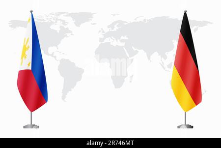 Germany and Philippines flags for official meeting against background ...