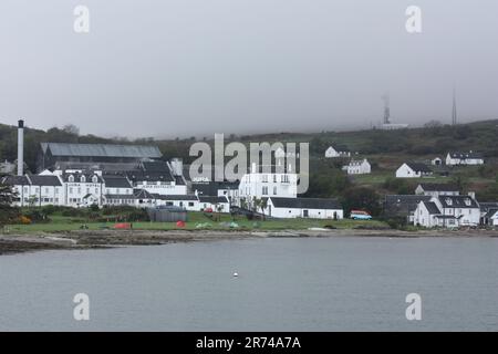 The town of Craighouse seen across Small Isles Bay, Isle of Jura ...