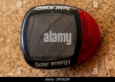 Solar charged bicycle rear red light cut out on white background Stock ...