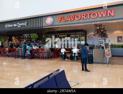 Flavortown cafe restaurant bar, departure lounge area inside airport at ...