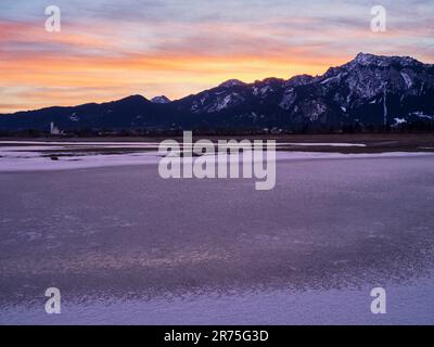 Winter at the bottom of the Forggensee, Füssen Stock Photo - Alamy