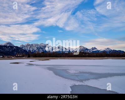 Winter at the bottom of the Forggensee, Füssen Stock Photo - Alamy