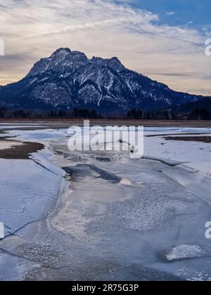 Winter at the bottom of the Forggensee, Füssen Stock Photo - Alamy