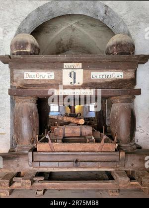 Interior of the monastery: refectory (dining room) with reading chairs ...