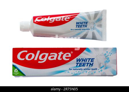 Box of Colgate White Teeth toothpaste for naturally whiter teeth ...
