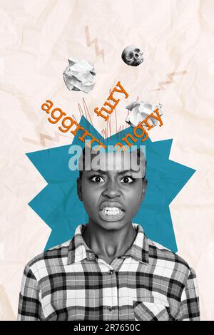 Vertical photo collage of furious mad girlfriend yelling at sad ...