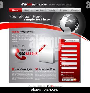 Business WebSite Template with accurate Globe illustration Stock Vector ...