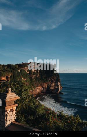 Amazing view of the Bali island with bright blue sky, white clouds ...