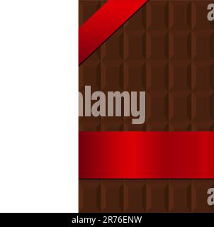 Red candy bar wrapped in foil with blue stripes on white background in ...