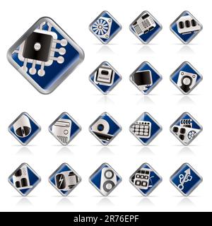 Computer performance and equipment icons - vector icon set Stock Vector ...