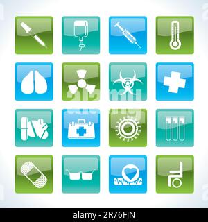 collection of medical themed icons and warning-signs vector icon set ...