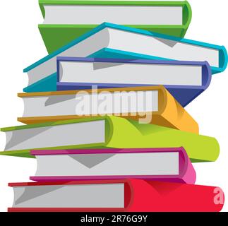 Stack of multicolor books on white background. Vector Illustration ...